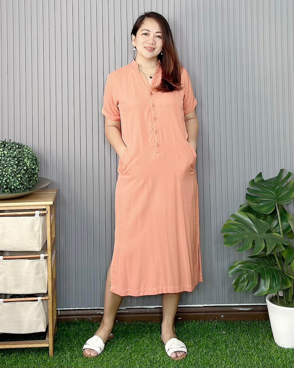 Alex Plain Salmon Dress 0092 – Luv-a-Blusa